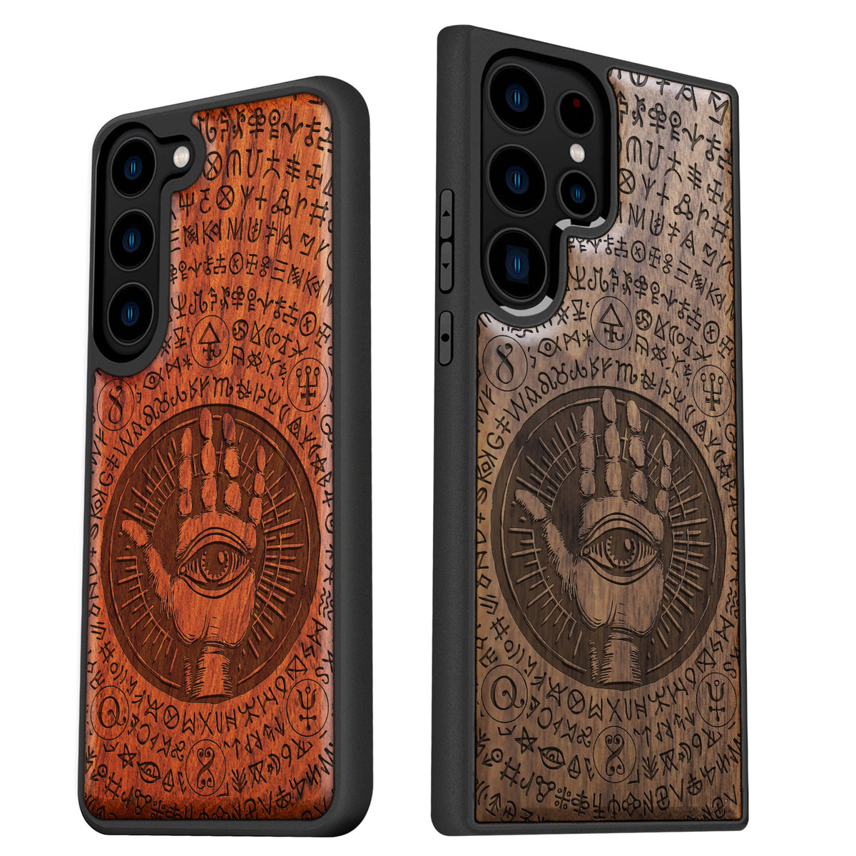 All-Seeing Hand within Octagonal Star, Classic Engraved Wood & TPU Cas ...